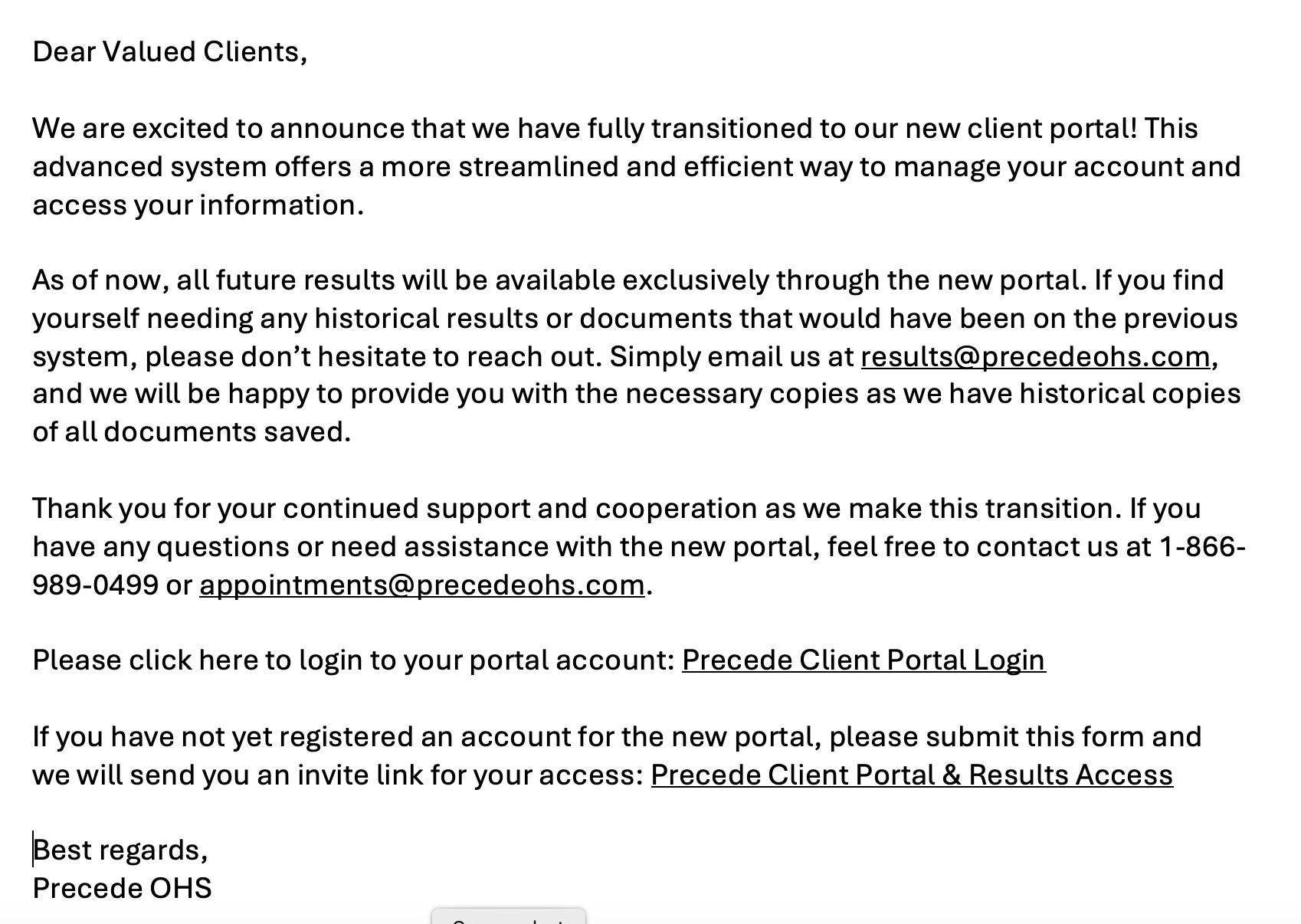Occupational Health Service Portal System | Precede